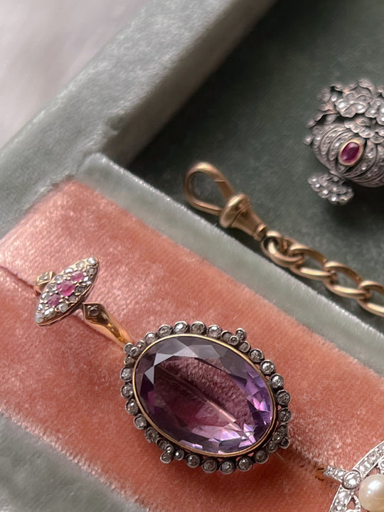 Napoleon III 18ct Ruby Rose Cut Diamond Navette Ring – Curio Incorporated